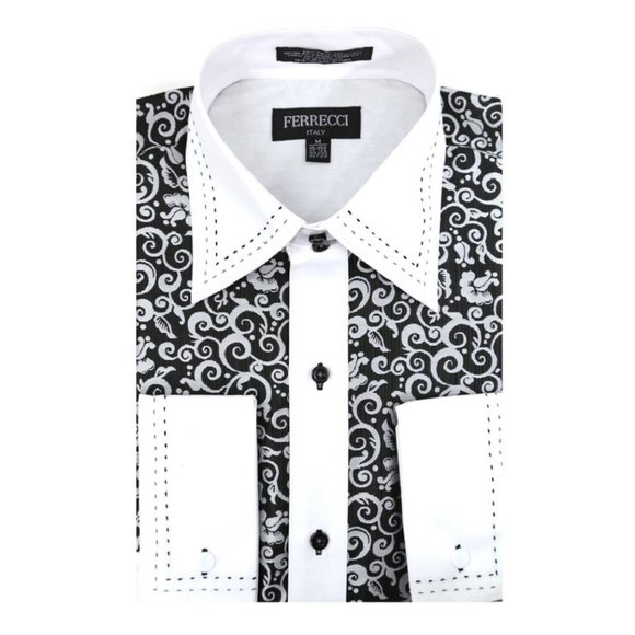Ferrecci | Shirts | Mens Ferrecci White Black Scroll Dress Shirt | Poshmark